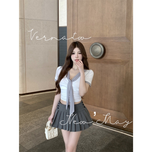 溫柔撞色領學院風上衣+裙子套裝 上衣Ve433929 裙子Ve534232 - Verna.tw - iOPEN Mall