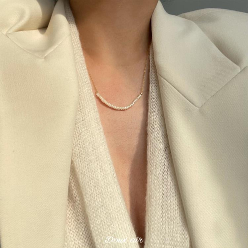 微笑珍珠項鍊女14k包金輕奢小眾ins冷淡風毛衣鍊復古疊戴 - 源樂生活館 - iOPEN Mall