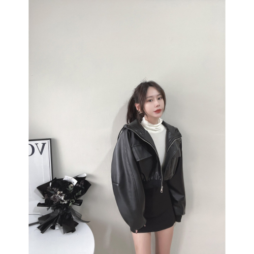 𝑊𝐸𝐼 𝐻𝑆𝐼𝑁 ♡︎ 復古寬鬆立領蝙蝠袖皮革外套#062 - WEI.HSIN_ - iOPEN Mall