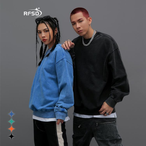 RFSD男裝|2023秋冬新品重磅420g圓領衛衣蠟染工藝洗水炒色衛衣男 - 通輝生活館 - iOPEN Mall