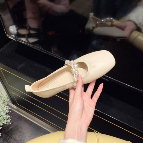 平底鞋 【sheii蘇茵茵】珍妮小姐～超軟真皮方頭珍珠瑪麗珍鞋女單鞋 - 雪瑤生活館 - iOPEN Mall