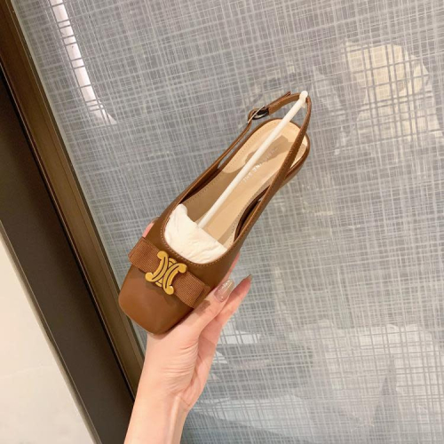 【sheii蘇茵茵】卡斯酒莊~復古法式方頭凱旋門扣粗跟后空涼鞋女鞋 - 樂珍生活館