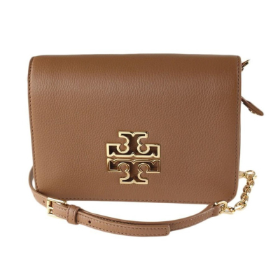【TORY BURCH】雙T LOGO皮革鏈帶斜背包-焦糖色 - 星月名品 - iOPEN Mall