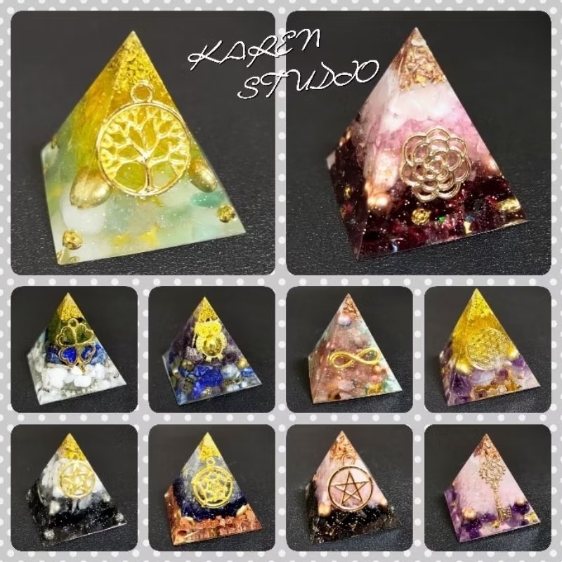 台灣製作🎀 KAREN STUDIO🎀 4公分 Orgonite 精品奧根 奧剛 礦石水晶 能量塔 - KAREN STUDIO - iOPEN Mall