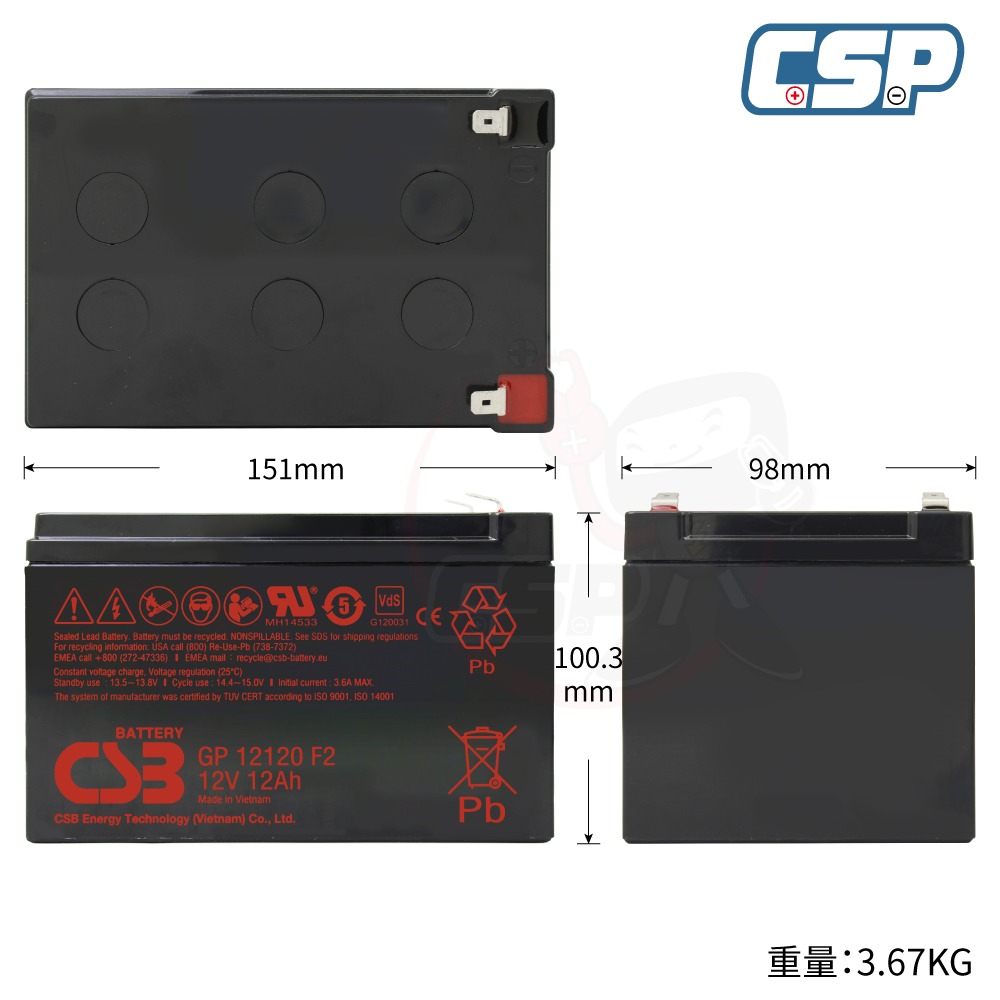 GP12120 F2 12V12Ah 不斷電系統 緊急照明 兒童電動車 高能量密度 蓄電池 APC大廠指定專用 - CSP充電器工廠/儲能 ...