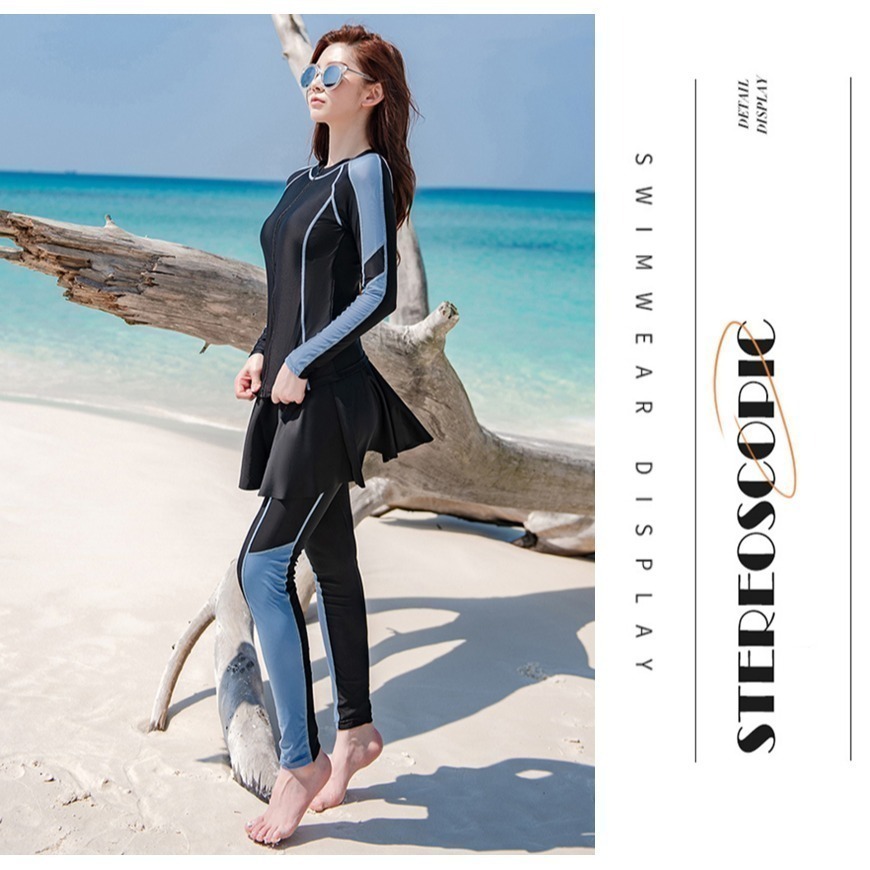 【貝娣泳裝】M074女生泳衣 長袖泳衣 多件式泳衣 運動泳衣 防曬泳衣 衝浪衣 浮潛水服 水母衣 泡湯泳衣 女泳褲 - 貝娣泳裝 - iOPEN Mall