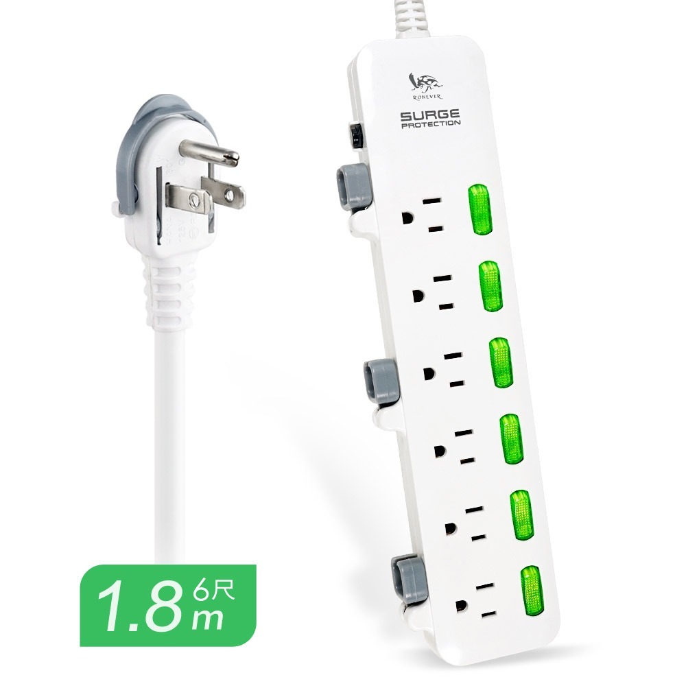 RONEVER ZPR-009-1 / 專利理線延長線6孔6切-6尺 - RONEVER 官方品牌館 - iOPEN Mall