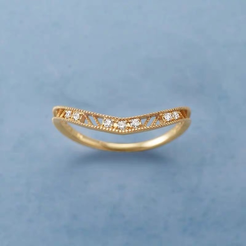 Agete 戒指 日系輕奢 寧靜森林 鏤空V型925純銀鍍10K金疊戴戒指 美 太推了💕 戒圍留言 - 美好海外全球購 - iOPEN Mall