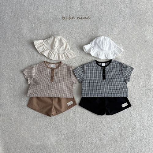 Bebe nine 夏季無印風格子套裝 - Mini kids - iOPEN Mall