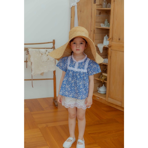 COCO RIBBON 夏季碎花拼接布蕾絲上衣 - Mini kids - iOPEN Mall