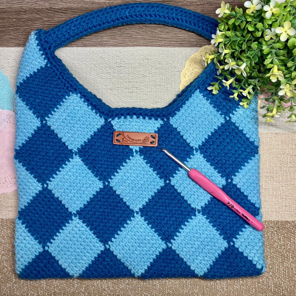 【Menisa Knitting】菱格編織手拿包 - Menisa Knitting手作編織