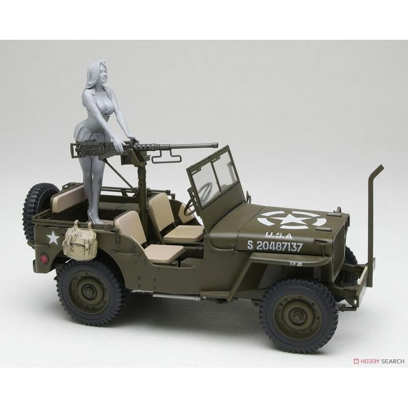 【小人物繪舘】3月預購Hasegawa長谷川SP483 美軍吉普車 含 金髮女郎人形 50機槍1/24模型 - 小人物繪舘