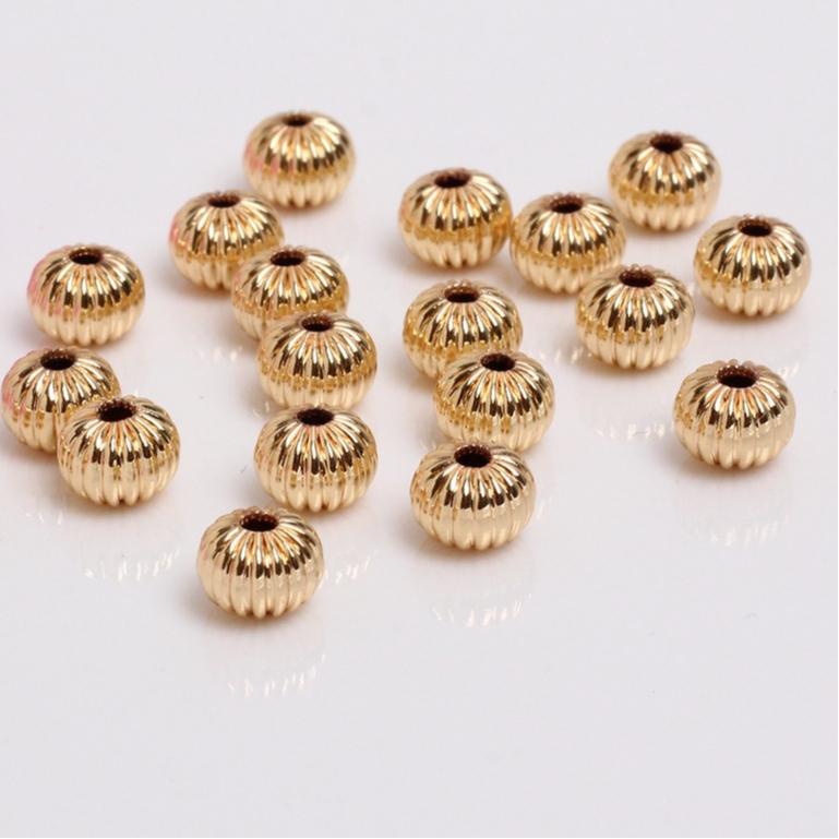 宏雲Hongyun-HC- 「 100pcs/包」14k包金 銅鍍保色南瓜珠 西瓜珠 轉運隔珠 手鏈銅珠 項鏈 串珠配件 - 宏雲水晶珠寶 - iOPEN Mall