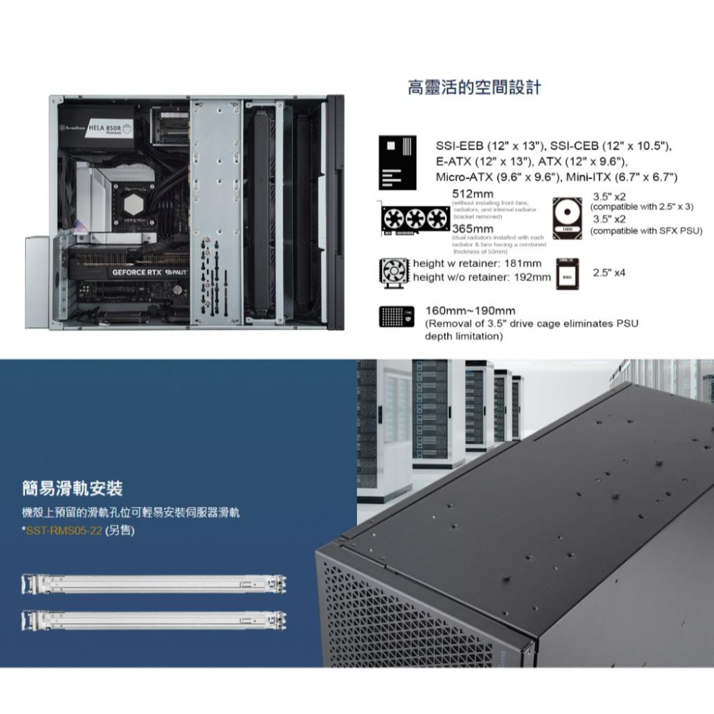 SilverStone 銀欣 RM52 5U 雙水冷 機架式伺服器機殼 伺服器機殼 電腦機殼 SST-RM52 光華 - 光華商場 3C專賣店 ...