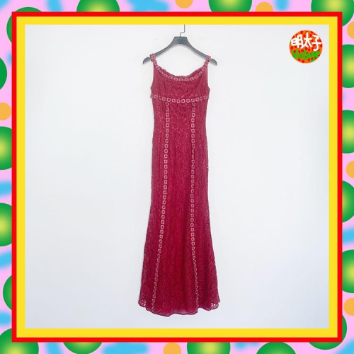 二手 酒紅色 蕾絲 罩杯 窄版 合身 洋裝 E206 【明太子 古著應召站】 - 明太子 古著應召站 - iOPEN Mall