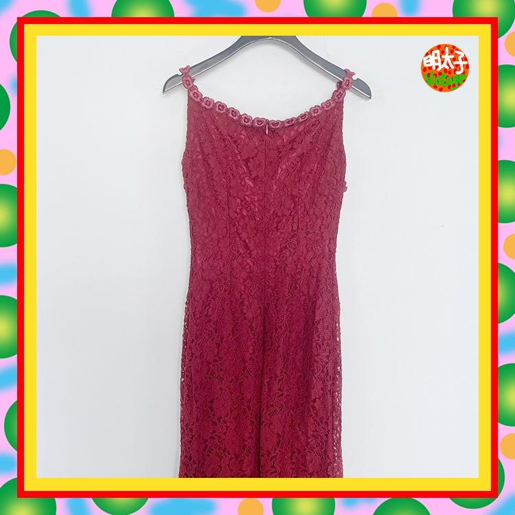 二手 酒紅色 蕾絲 罩杯 窄版 合身 洋裝 E206 【明太子 古著應召站】 - 明太子 古著應召站 - iOPEN Mall