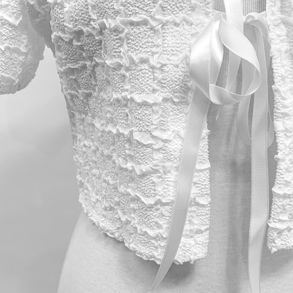 [預購 每周日中午 12:00收單] 2023 正韓 Secon’de secon 春夏女裝 立體格紋緞帶綁帶開襟罩衫 - 就這樣賣吧!! - iOPEN Mall