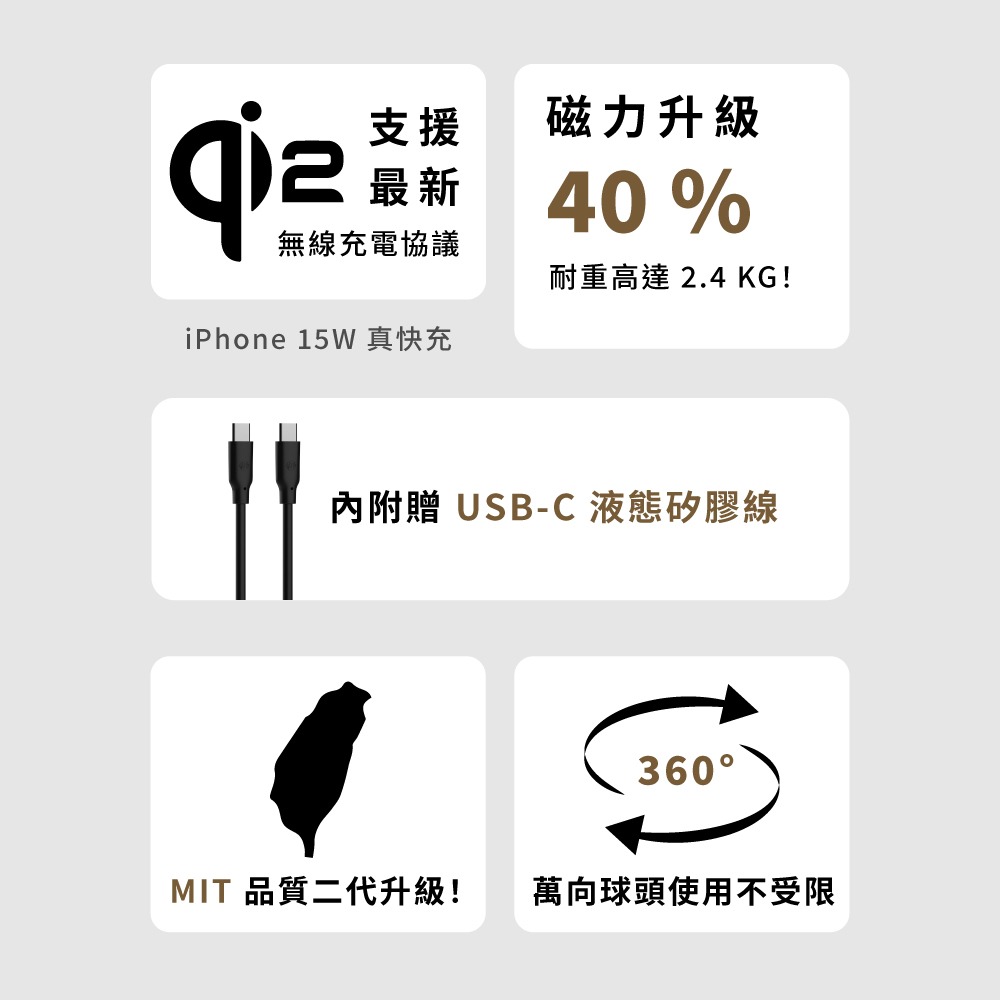 Allite CF2 多功能 MagSafe磁吸充電手機架 Qi2 車用支架 手機支架 快充 手機架 - 美芙小舖 - iOPEN Mall