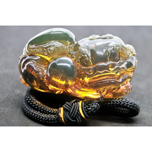 多米尼加藍珀 多明尼加藍珀 藍珀大唐獅手把件(鴛鴦色)(付大師收藏證書)(付GIC檢定證書) - 諭品琥珀 - iOPEN Mall