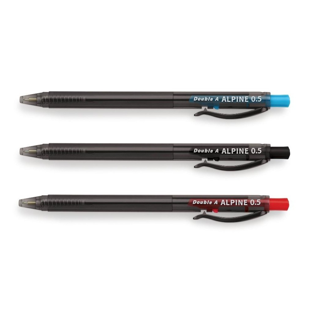 【Double A】Alpine 按壓式原子筆（0.5mm）藍 / 黑 / 紅 - 安琪書坊 - iOPEN Mall