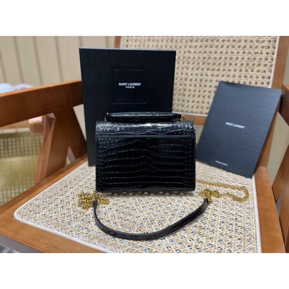 頂級貨 YSL 633158 聖羅蘭 Laurent NIKI 鱷魚紋 黑鏈 鏈條包 單肩包 斜挎包 手持包 - 七星奢品 - iOPEN Mall