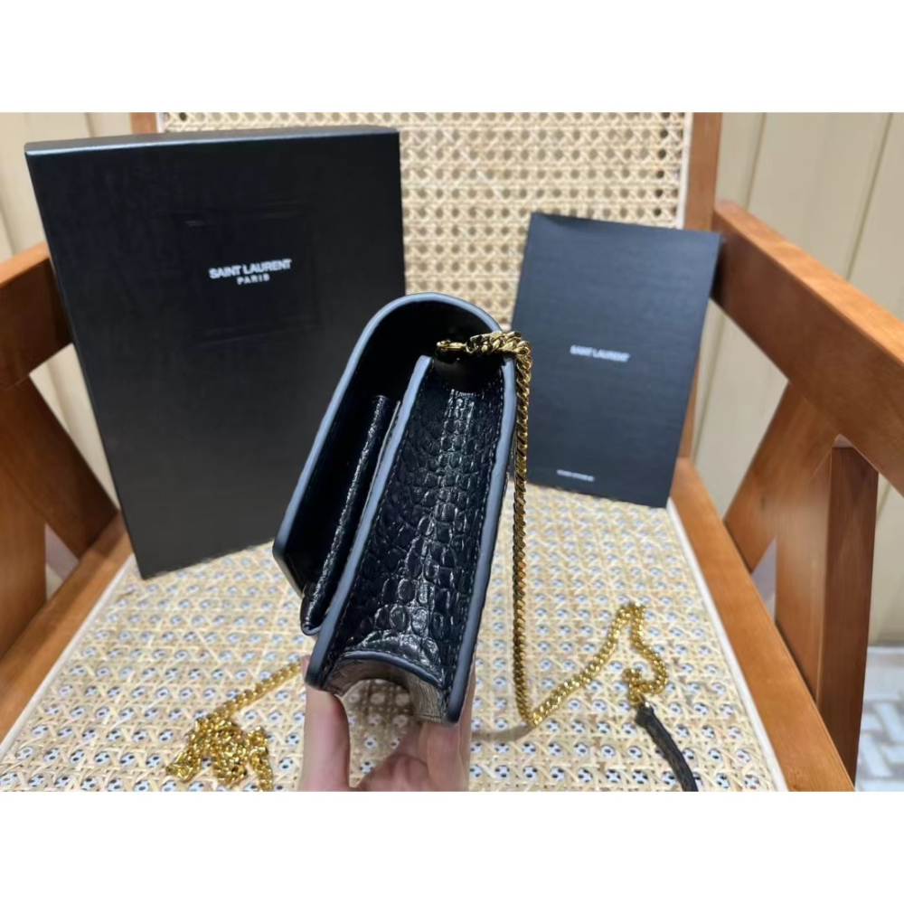 頂級貨 YSL 633158 聖羅蘭 Laurent NIKI 鱷魚紋 黑鏈 鏈條包 單肩包 斜挎包 手持包 - 七星奢品 - iOPEN Mall