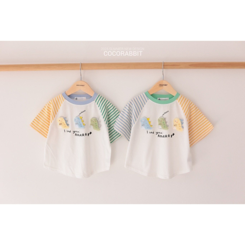 預購)Jump!點點童裝‧韓國童裝Cocorabbit 夏季新款‧恐龍拼接橫條上衣 - ．Jump點點童裝． - iOPEN Mall