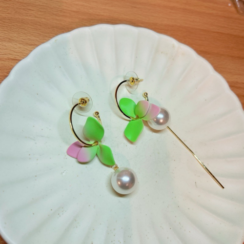925銀針小眾耳環 金屬花朵C圈電鍍耳環 - QianQian飾品 - iOPEN Mall