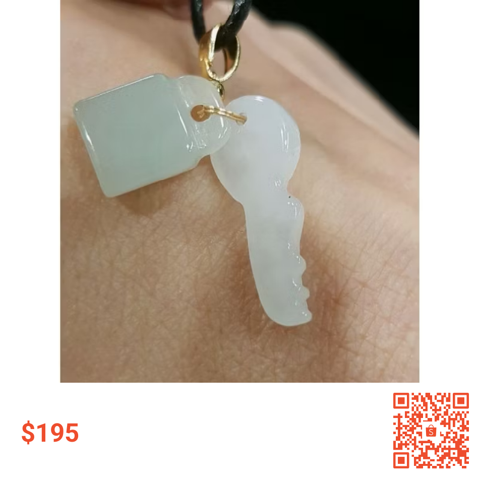 天然緬甸玉A貨翡翠 鑰匙 鎖匙 愛情鎖 平安鎖 幸福金鑰 掛件吊飾 - 小資翡翠屋 - iOPEN Mall