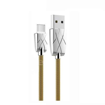 rock space Type C金剛數據充電線 金屬 閃充 快充 耐磨 耐用 立體外殼 質感 防生鏽 金色 - 鑫德科技