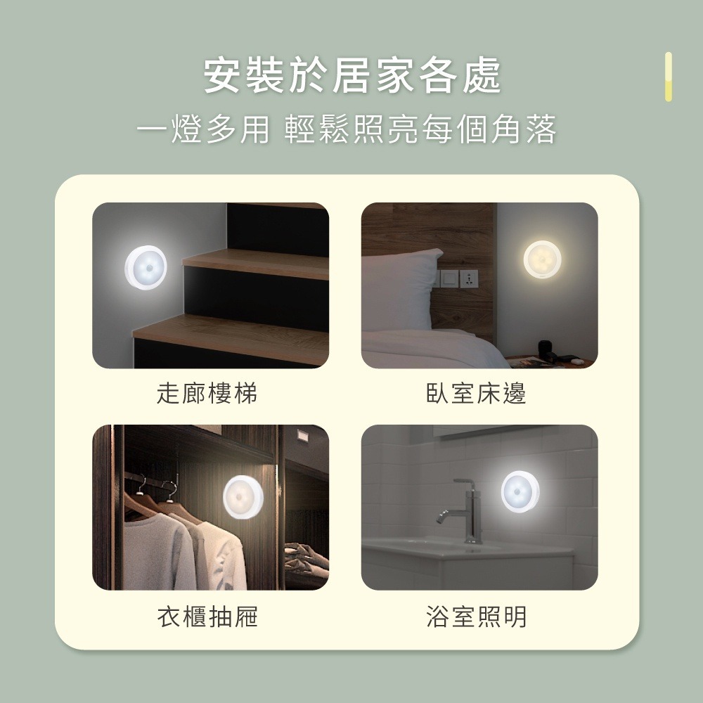 RASTO AL1 圓形LED六燈珠磁吸感應燈 白光 黃光 磁吸式 感應燈 安裝方便 節能省電 智能偵測 LED - 伊爾資訊 - iOPEN Mall