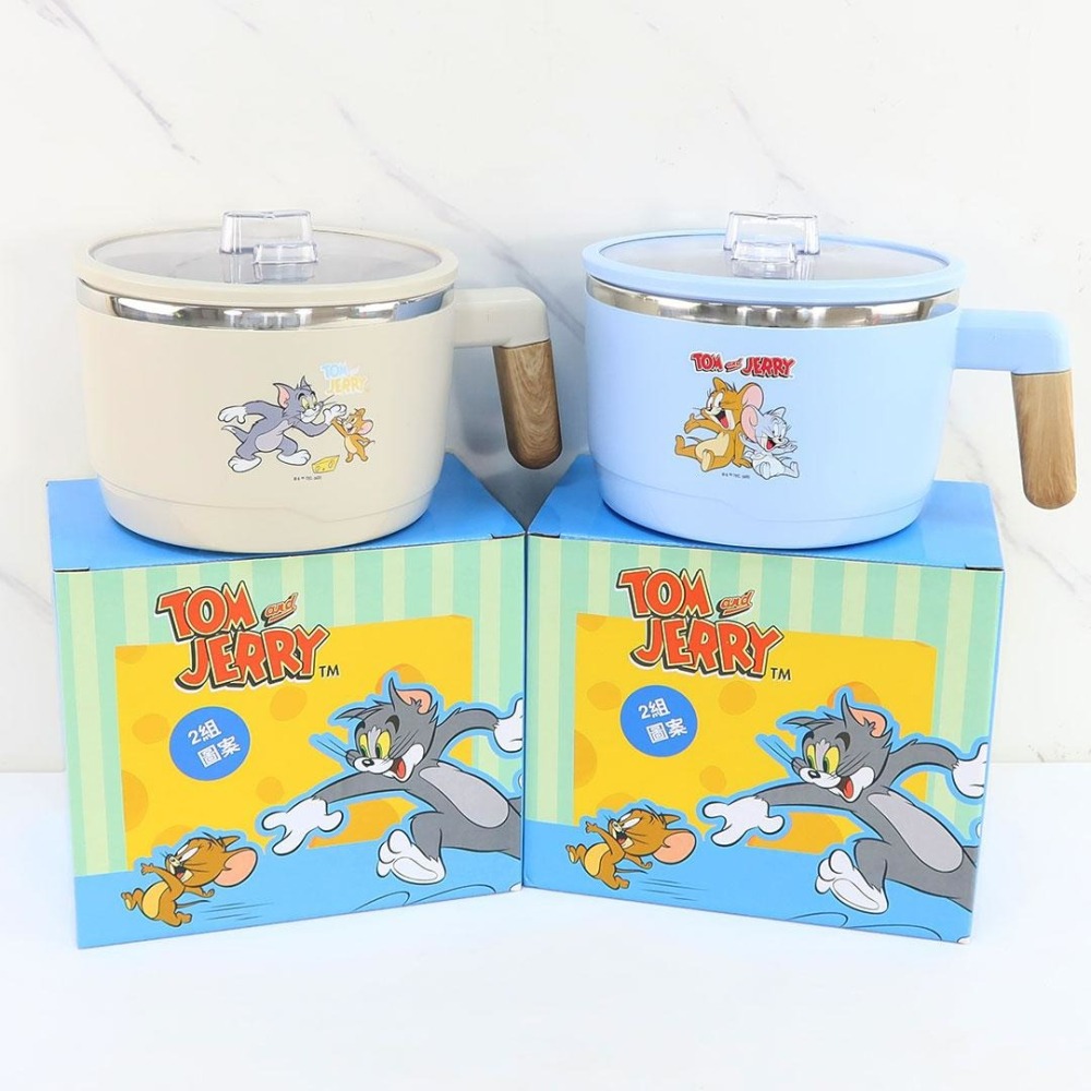 Tom & Jerry 湯姆貓 傑利鼠 1000ml 把手泡麵碗 湯碗 餐碗 不鏽鋼碗 泡麵碗 - 荳荳發芽 - iOPEN Mall