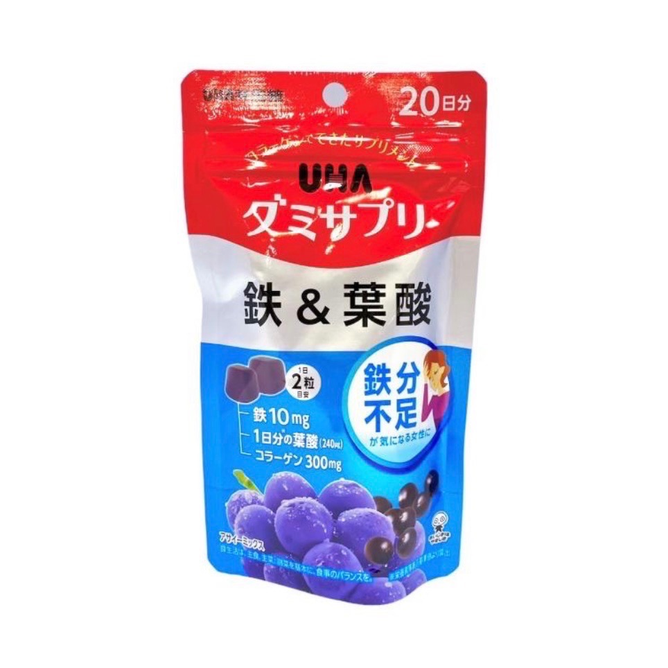 日本境內版UHA味覺糖 營養軟糖 維他命C/D3/鐵/鐵&葉酸/鈣/亞鉛（鋅） 20日（40粒） - PiPiMeow Shop - iOPEN Mall