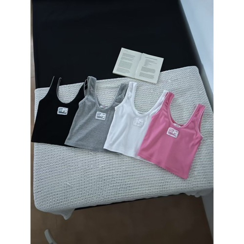 [KR_Aries阿瑞司韓國選物代購] 小花邊蝴蝶結標籤背心 IYSS-20 - KRaries阿瑞司韓國選物代購 - iOPEN Mall