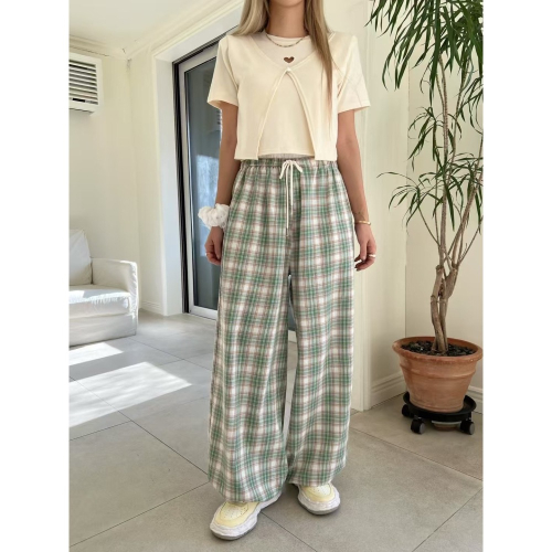 [KR_Aries阿瑞司韓國選物代購] 居家風格子長褲 IYSS-22 - KRaries阿瑞司韓國選物代購 - iOPEN Mall