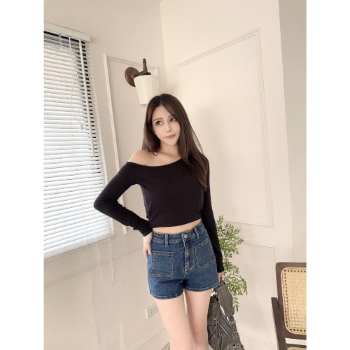 ladygo自訂 斜肩素色罩杯長袖上衣#9576 - Sunshine - iOPEN Mall