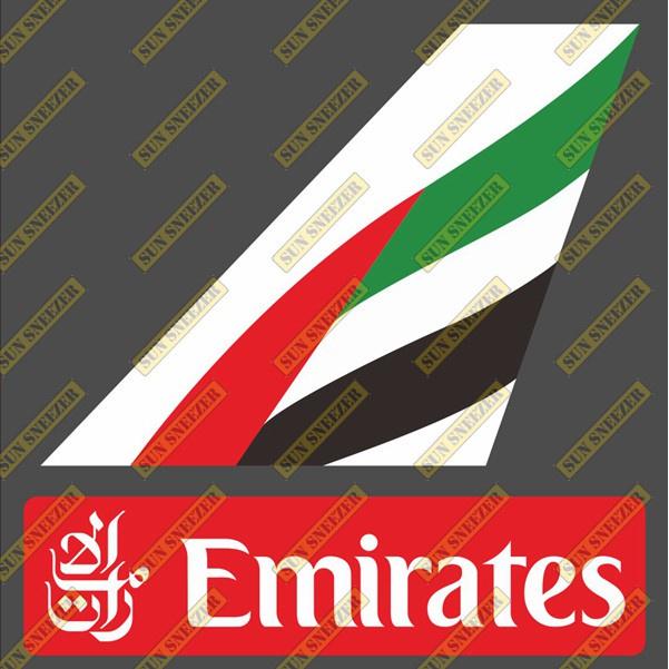 阿聯酋航空Emirates 垂直尾翼 3M貼紙 上63x86mm 下 23x90mm - 太陽噴嚏 空紙部 Airline Stickers