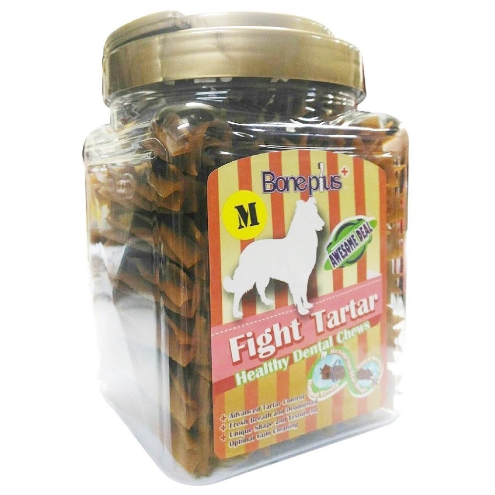 BONE PLUS 潔牙棒1000g-1100g 家庭號桶裝 雙頭 六星 雙色骨結 起司六星 狗潔牙骨『WANG』 - Wang旺寵物精品 - iOPEN Mall