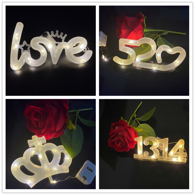 24H現貨出貨 LOVE燈 LED燈串 520禮物 浪漫燈飾 1314燈 520燈 情人節禮物送女友 浪漫佈置 - 芽米莉工作室 - iOPEN Mall