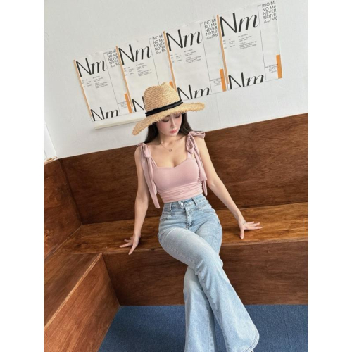 [Y.S ONI ] 現貨 🚚獨家新款-肩綁蝴蝶結桃領抓皺背心 - y.soni - iOPEN Mall