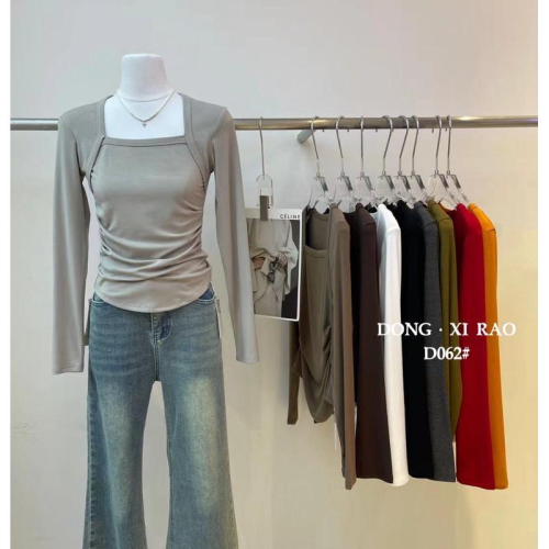 [Y.S ONI] 現貨 🛒小心機不規則抓皺感方領上衣 - y.soni - iOPEN Mall