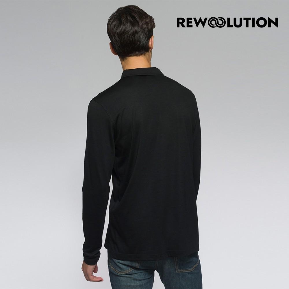 【Rewoolution】男INDY 190g長袖Polo[黑色]羊毛衣 登山必備 吸濕排汗| REJB2MC30195 - GOHIKING戶外用品專賣店 - iOPEN Mall