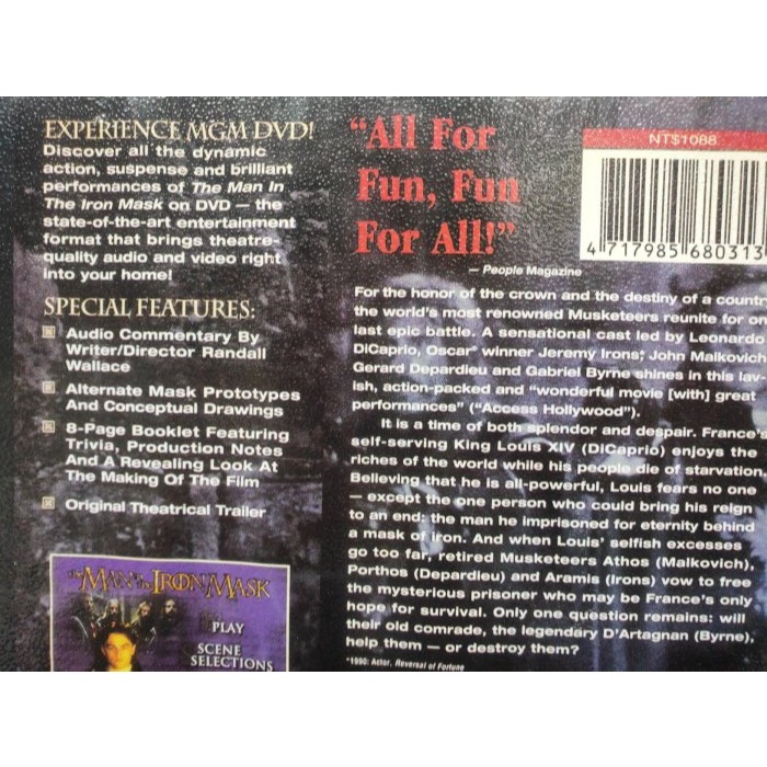 挖寶二手片-Y34-386-正版DVD-電影【鐵面人】-李奧納多狄卡皮歐 傑瑞米艾朗(直購價) - 挖寶二手片