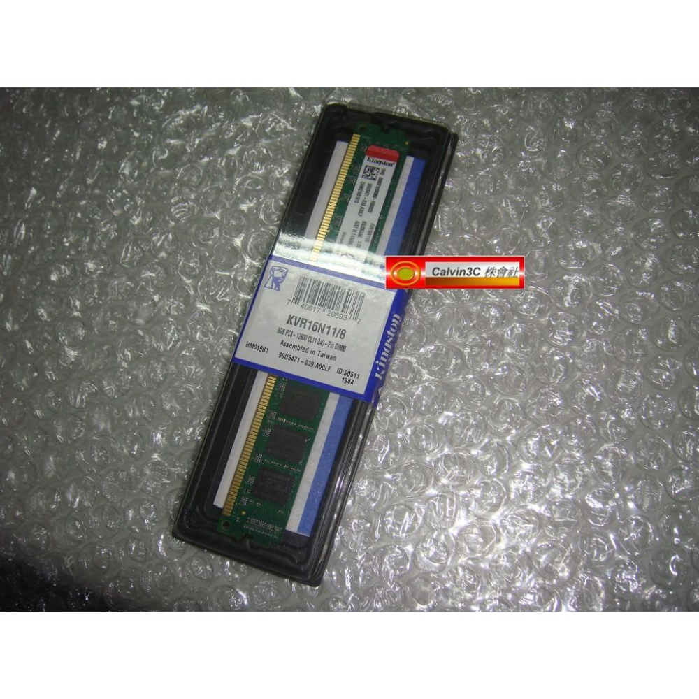 金士頓 Kingston DDR3 1600 8G PC3-12800 8GB KVR16N11/8 雙面顆粒 終身保固 - Calvin ...