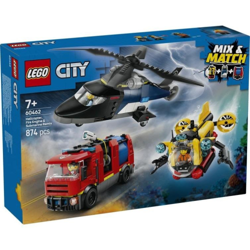 ||一直玩|| LEGO 60462 Helicopter, Fire Truck & Submarine Remix - 一直玩積木磚門店 ...